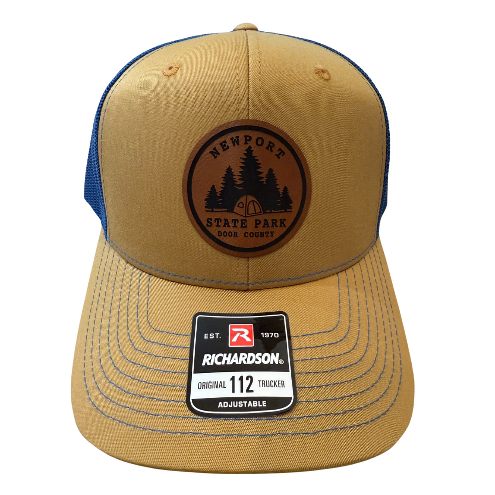 Newport State Park Tent/Pine Tree Hat Amber/Navy – Blue Pine Door County
